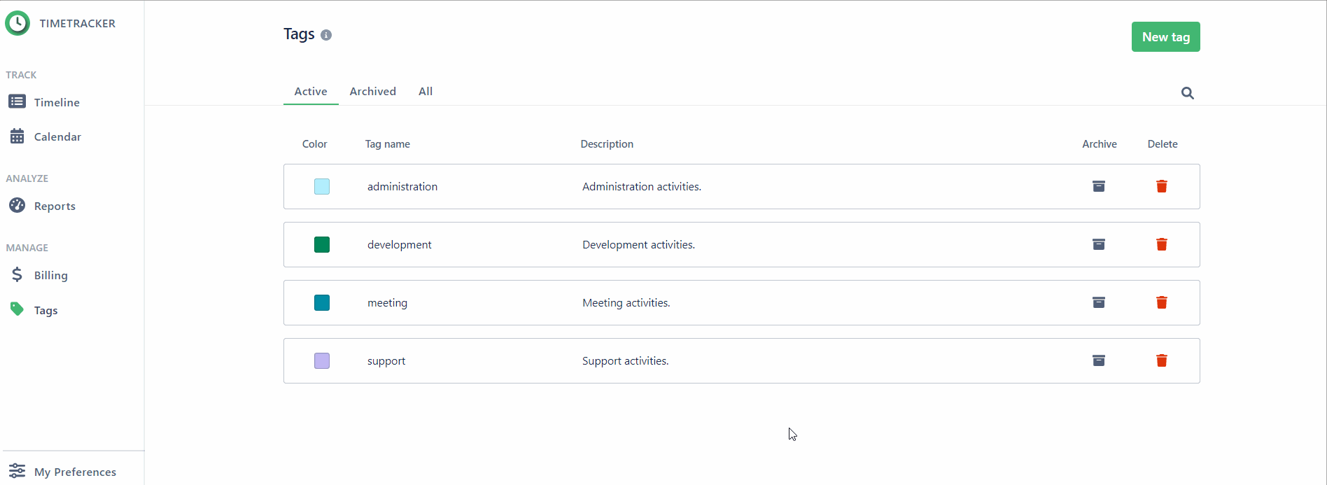Create and manage tags
