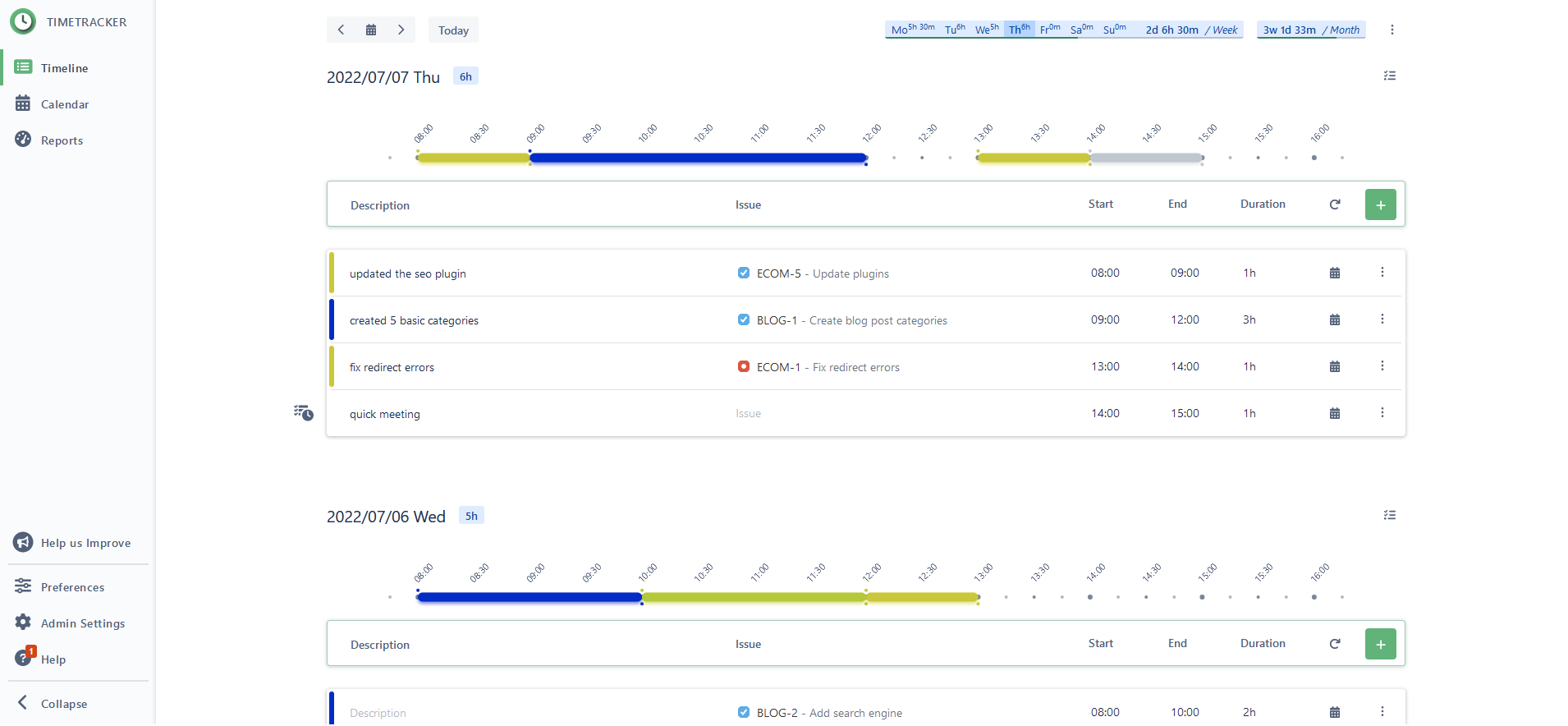 New Timeline interface